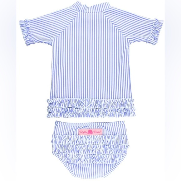 Ruffle Butts | Swim | Ruffle Butts Short Sleeve Seersucker Rash Guard Bikini | Poshmark